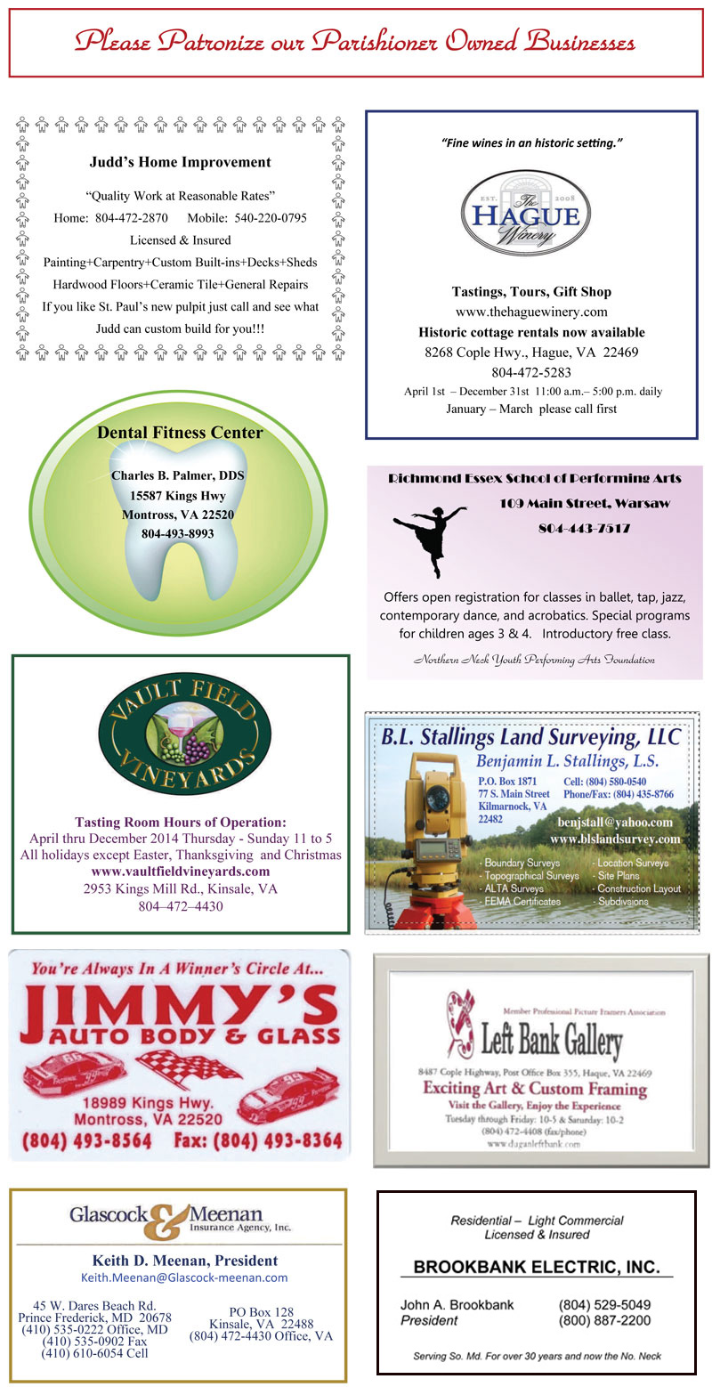 Parishioner-Owned Businesses - Saint Paul's Catholic Church | Hague, VA ...